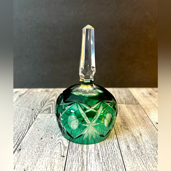 Accents | Vintage Unique Green Hand Cut Lead Emerald Green Crystal Bell ...